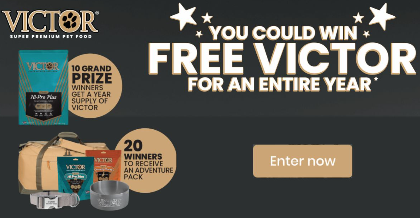 TrySpree - Enter and WIN FREE VICTOR Pet Food for an Entire Year and More!