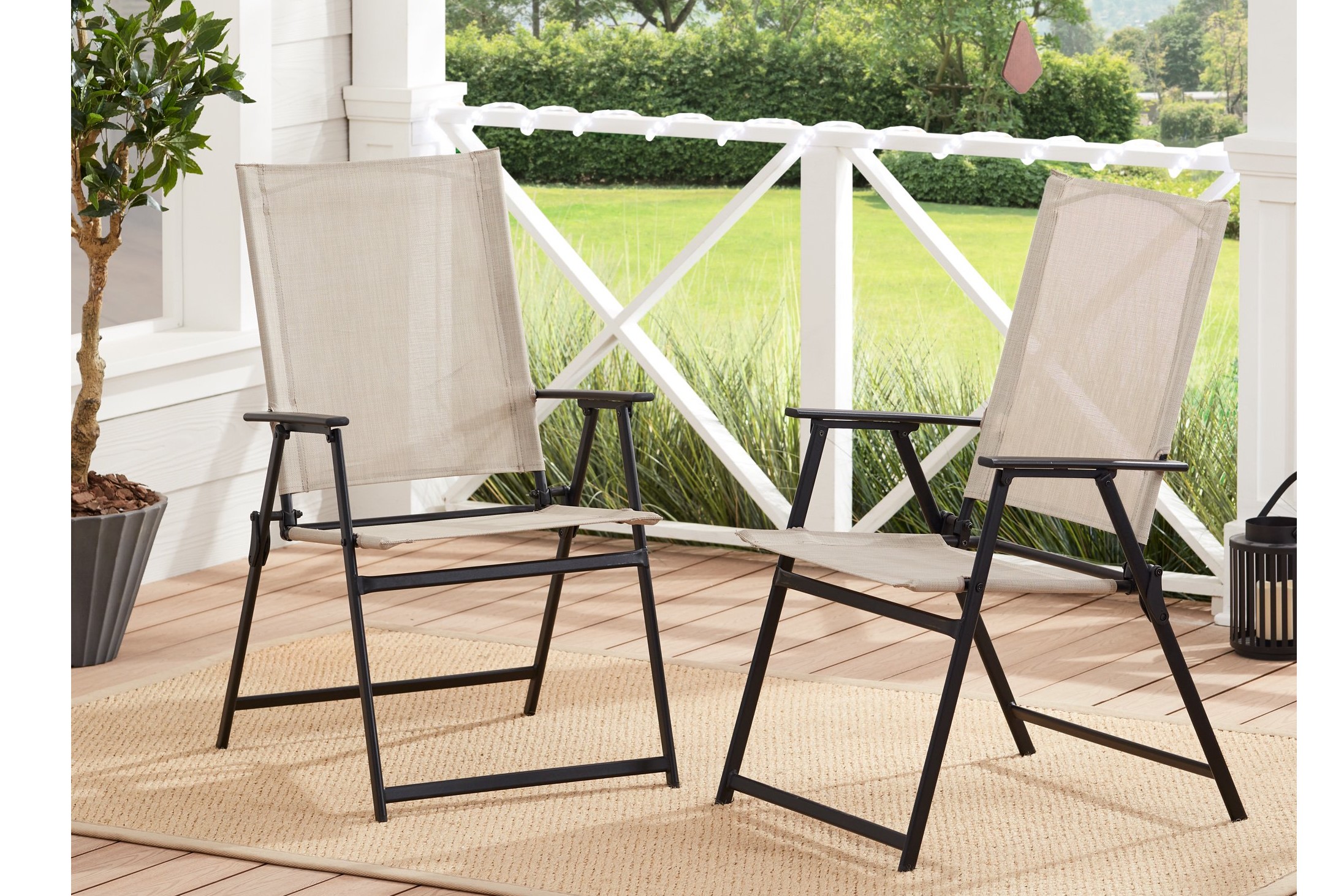 TrySpree - Mainstays Greyson Square Set of 2 Outdoor Patio Steel Sling ...