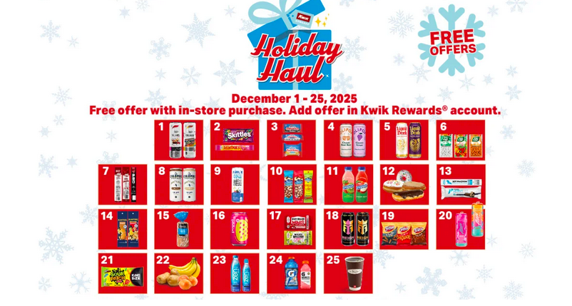 TrySpree - Holiday Haul Alert: 25 Days of FREEBIES at Kwik Trip