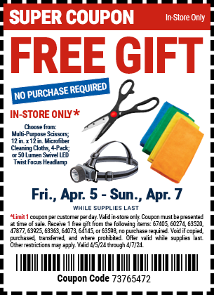 TrySpree - Free Scissors, Microfiber cloth, or Headlamp at Harbor ...