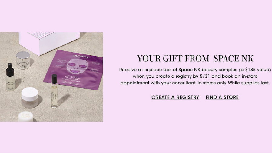 TrySpree - 6 pc. Space NK Beauty Box for Free with Bloomingdale's Registry