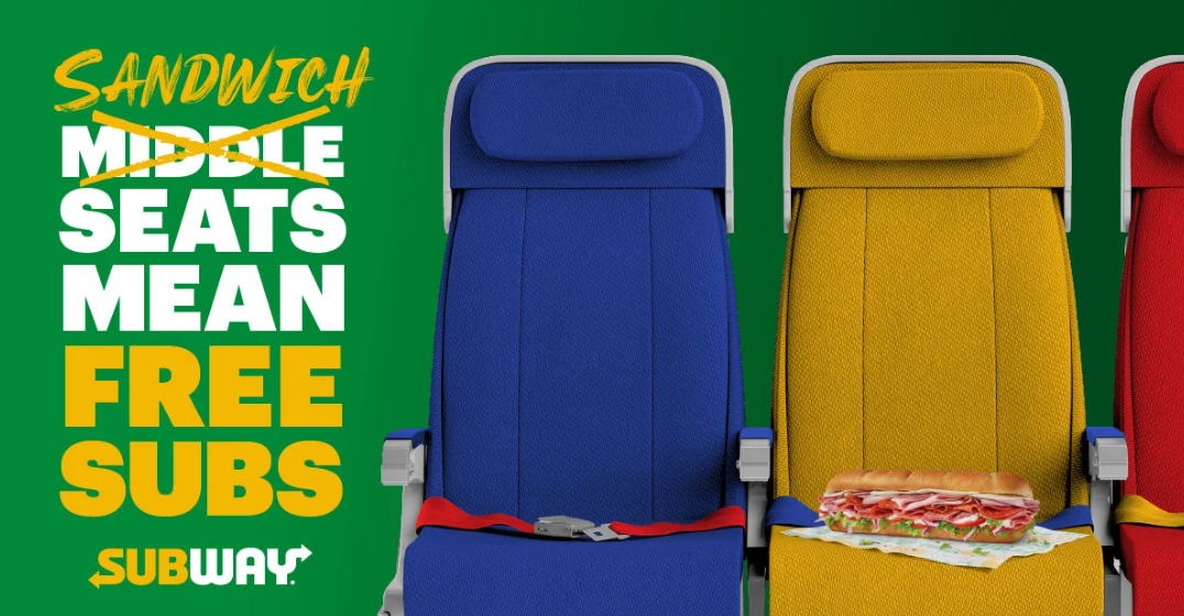 TrySpree - Hate the Middle Seat? Subway’s Giving You $20 for It (Jan 27)