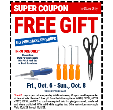 TrySpree - Weekend Freebies @ Harbor Freight: scissors, mini pick ...